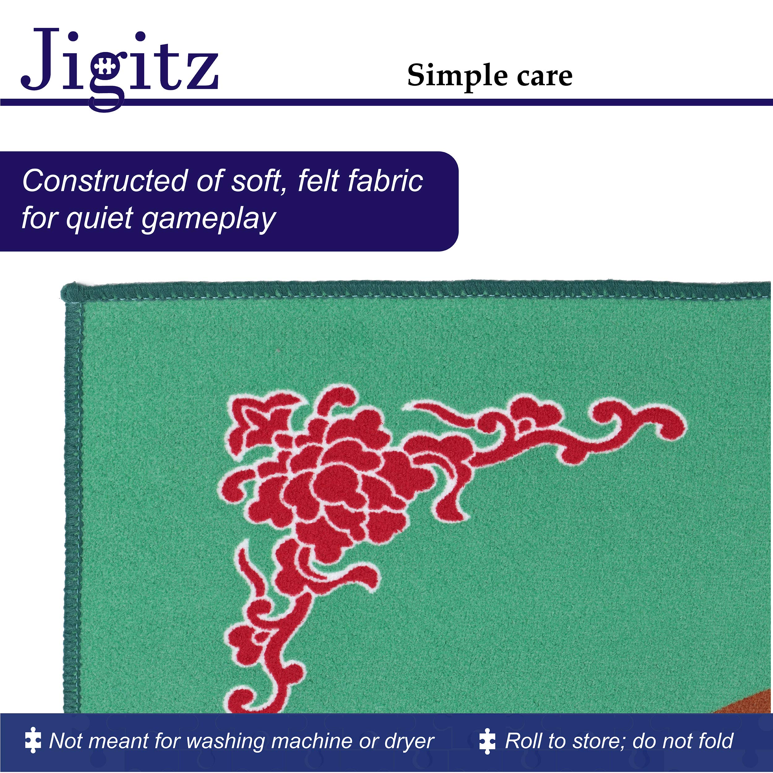 Jigitz Green Game Mat with Case - Classic Chinese Mahjong Table Mat - 30.8 x 30.8in Felt Table Cover Mahjong Mat