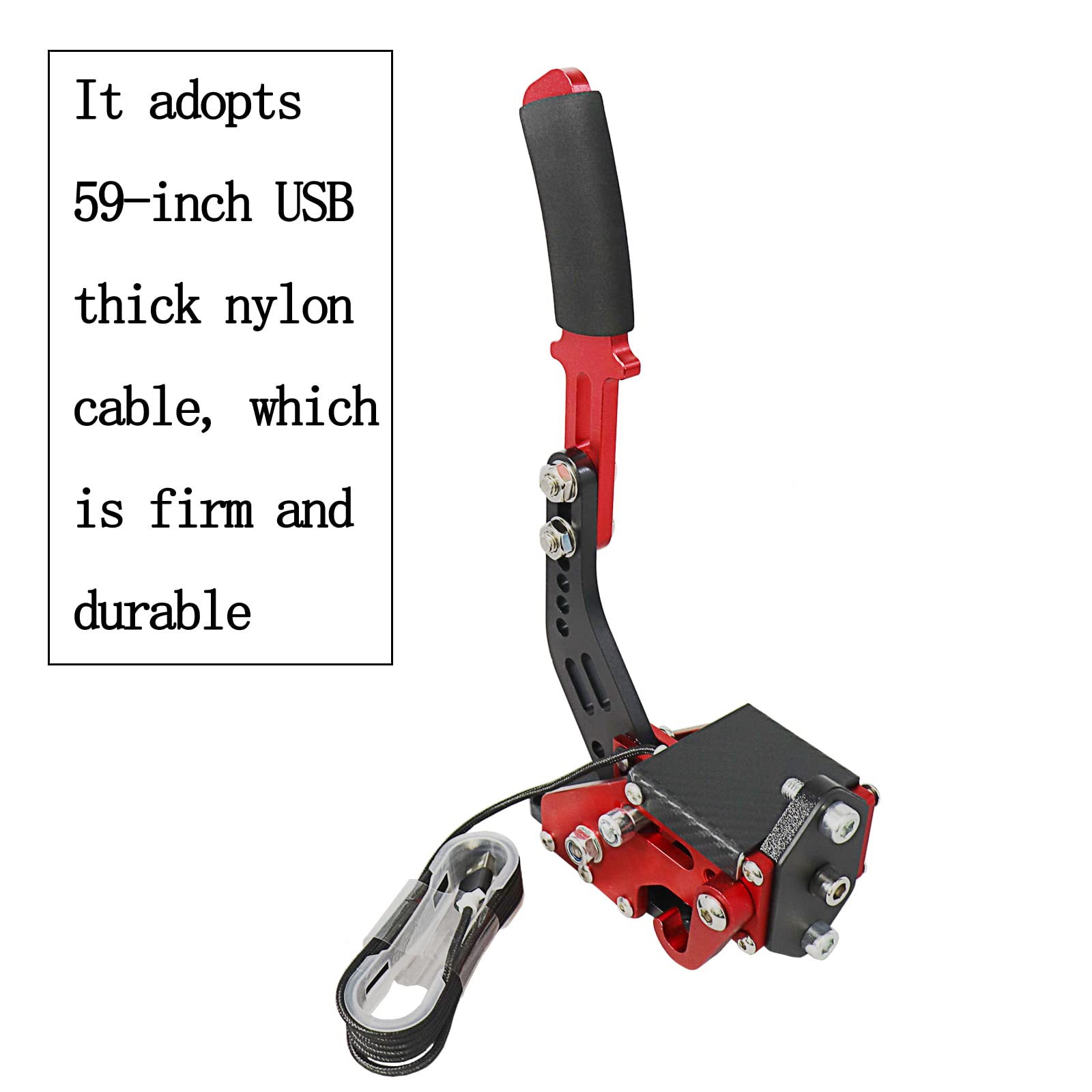 Mkbve 14Bit PC USB Handbrake - Sim Racing Handbrake for Logitech G920 G29 G25 G27 T500 T300 FANATECOSW Dirt Rally(Red Without Clamp)