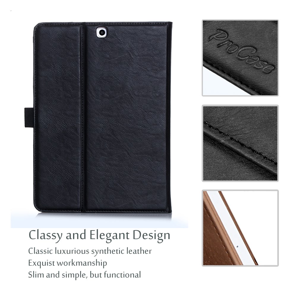 ProCase Galaxy Tab S2 9.7 Case - Leather Stand Folio Case Cover for Galaxy Tab S2 Tablet (9.7 inch, SM-T810 T815 T813) -Black