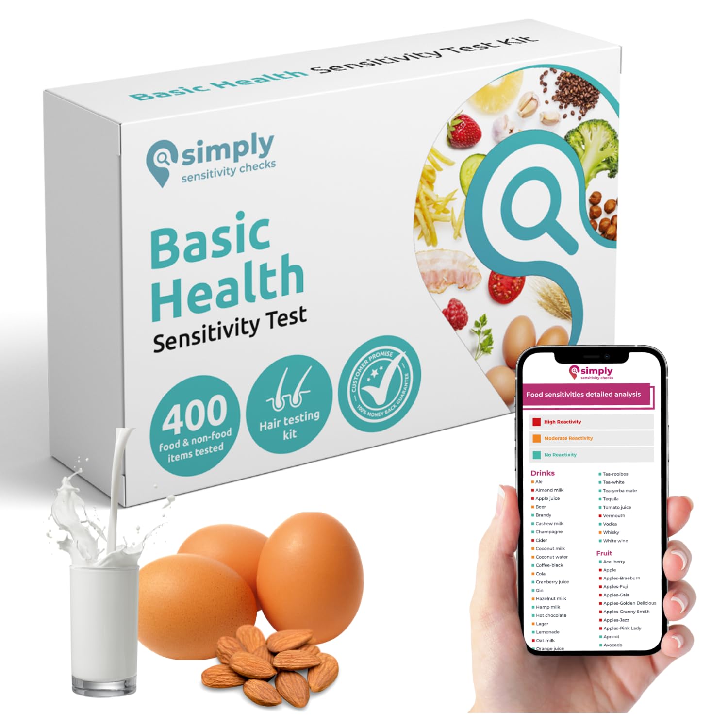 Basic Food Sensitivity Test by SSC, 400+ Items Tested | Hair Strand Food Intolerance Test Kit| Food & Drink Sensitivities, Intolerance Testing Kit for Adults
