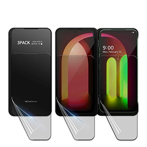GOBUKEE [3 PCS for LG V60 ThinQ 5G Screen Protector 1 Front PET Film Screen Protector + 2 Dual Screen PET Film Protector [Perfect Fit Films for Dual Screen][Easy Installation]