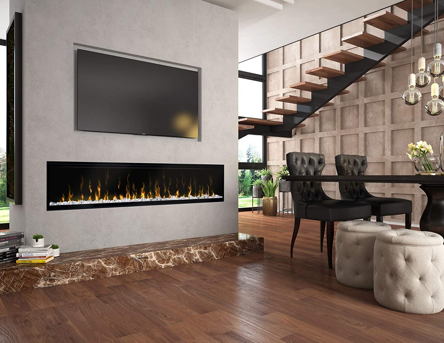 Dimplex IgniteXL 74" Built-in Linear Electric Fireplace (Model: XLF74), 8530/5118 BTU, 240/120 Volt, 2500/1500 Watt, Black