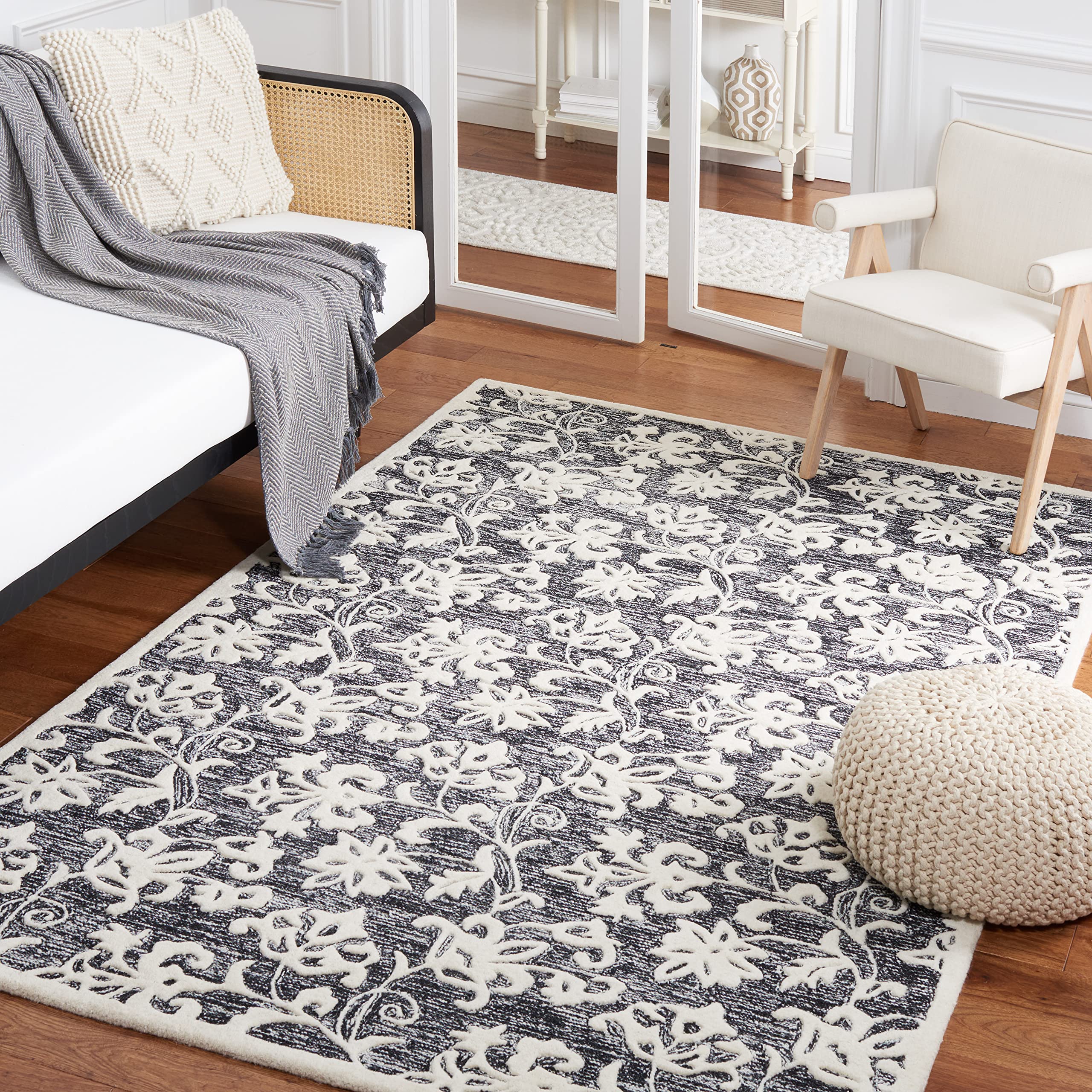 SAFAVIEH Metro Collection 6' Square PinkIvory MET853U Handmade Premium Wool Living Room Dining Bedroom Area Rug