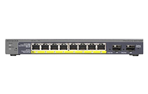 Netgear ProSAFE GS110TPv2 8 Port PoE Smart Switch with 2 Gigabit Fiber SFP (G