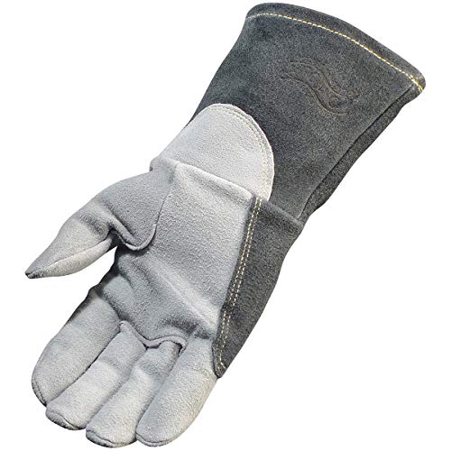 Caiman Premium Split Deerskin TIG Welding Gloves, 4-inch Cuff, Unlined, Kevlar, Kontour, Gray, X-Large (1864-6)