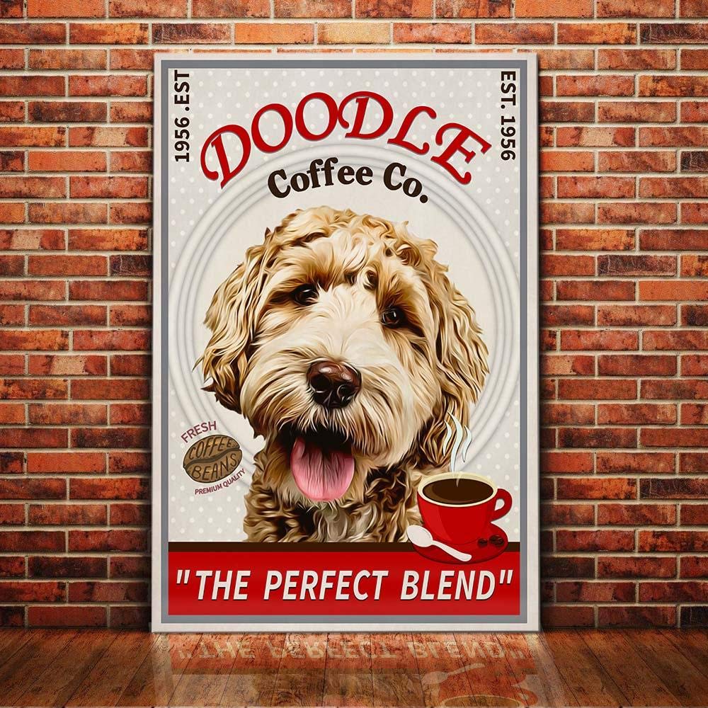 Goldendoodle Dog Coffee Retro Metal Tin Sign Vintage Sign for Home Coffee Garden Wall Decor 8x12 Inch