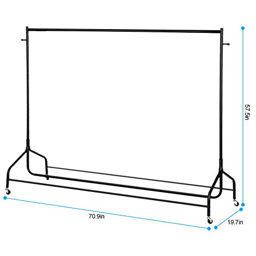 Ejoyous Clothes Garment Rack, Rolling Clothing Hanging Rack Commercial Grade Steel Clothes Rail Display Stand Storage Organizer on Wheel with Bottom Shelf for Home Living Room Bedroom