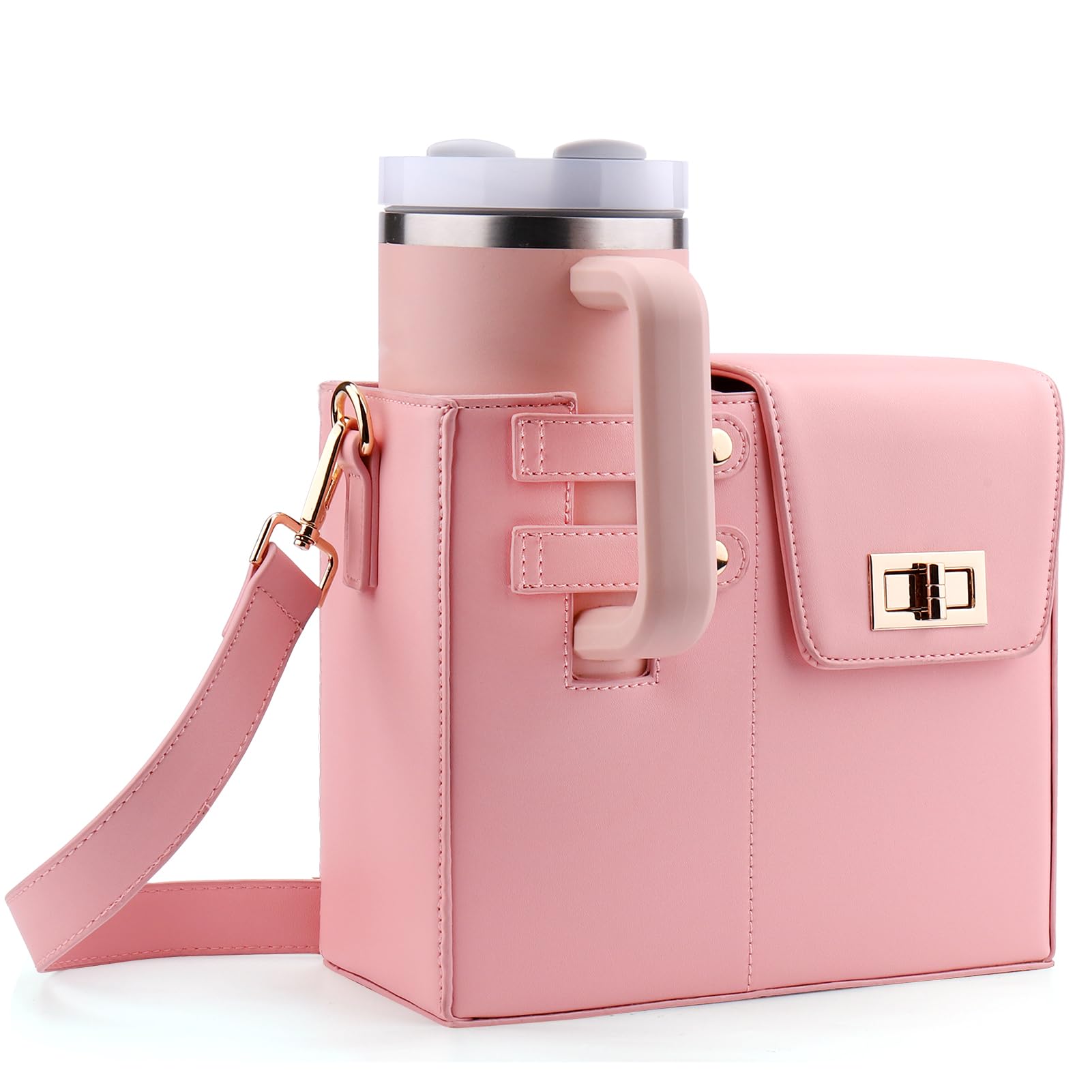 BABORUI Crossbody Cup Holder Bag Compatible with Stanley/Owala/Hydro Flask/YETI/Coffee Cups and Other Most Water Bottles