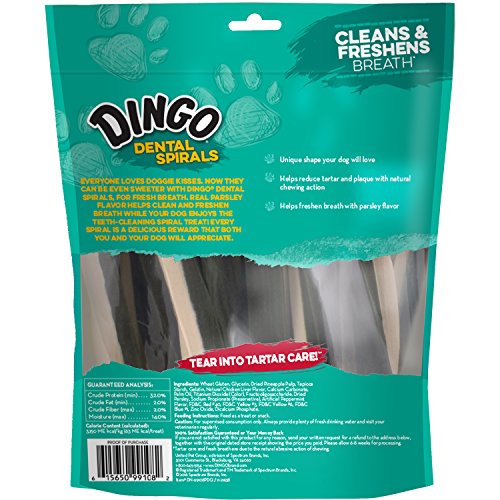 Dingo Tartar and Breath Dental Spirals for All Dogs, 15-Count