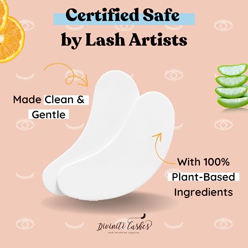 DiviniTi Under Eye Gel Pads - Lint Free Gel Eye Pads for Lash Extensions with Aloe Vera Hydrogel Eye Patches, Eyelash Extension Supplies & Beauty Tools, Fit Most Eye Shape, Stick Well - Under Eye Pads