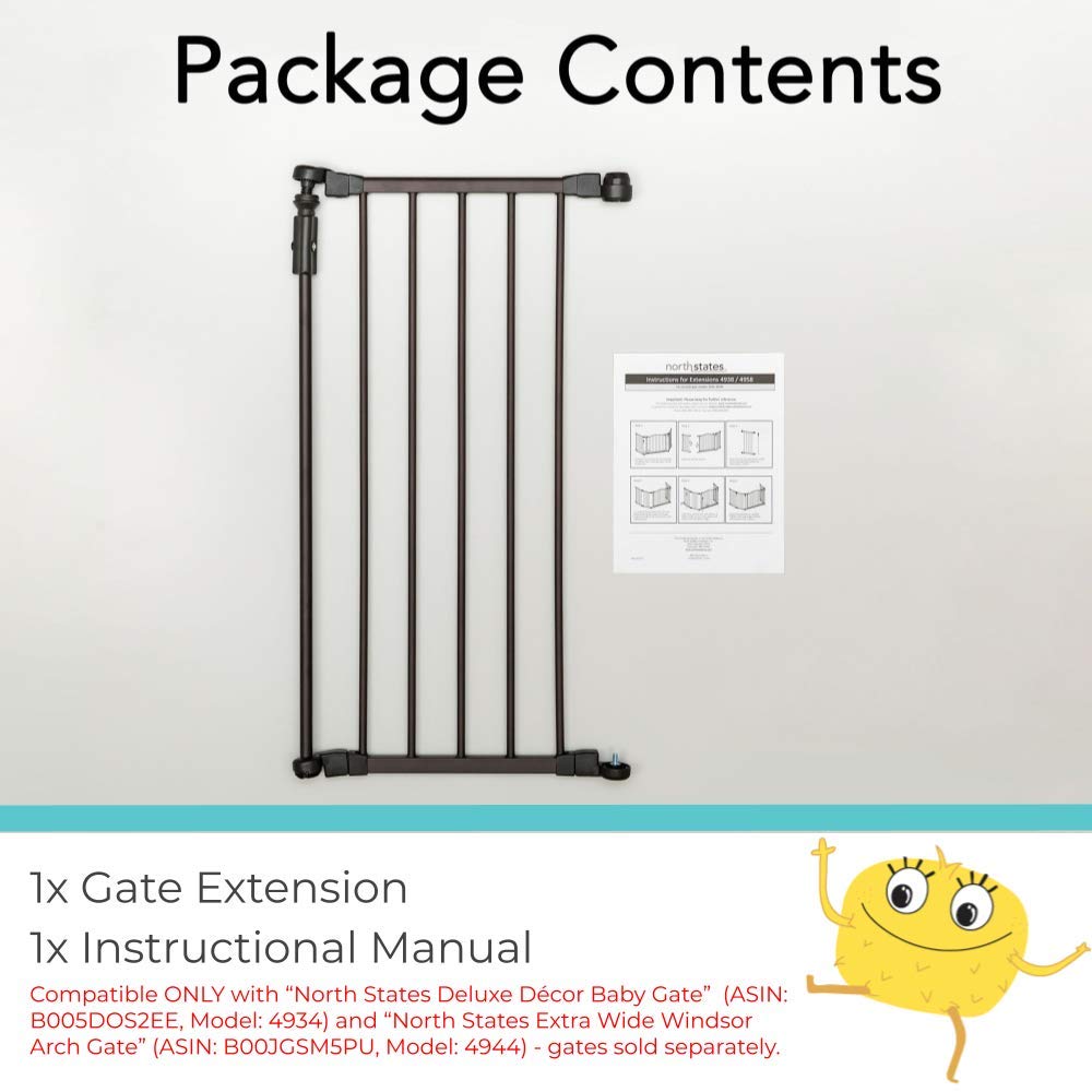 Toddleroo by North States 6-Bar Extension for Deluxe Décor Gate: Adjust your gate to fit your space. Add up to six extensions. No tools required. (Adds 15" Width, Matte Bronze)
