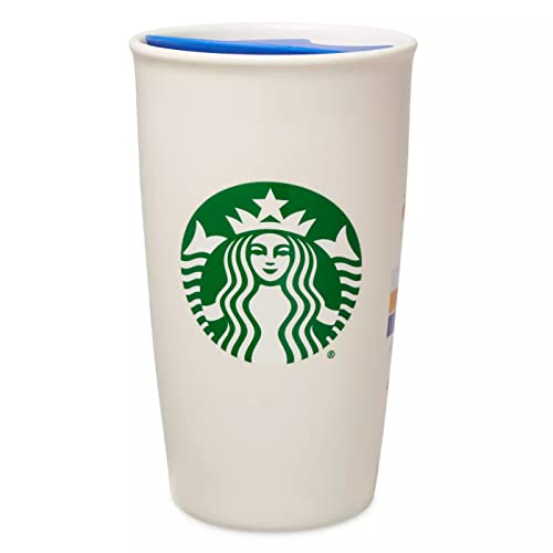 DisneyParks Exclusive - Ceramic Coffee Mug - Starbuck's Travel Tumbler - Epcot, white, blue, green, purple