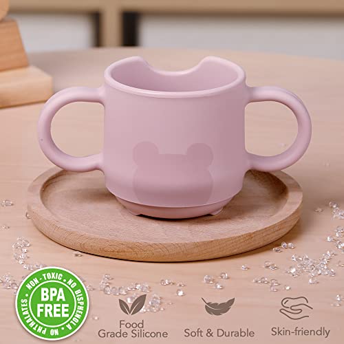 haakaa Silicone Toddler Cup - Durable Baby Training Cup for Baby Independent Drinking, Easy-grip Handles Drinking Cup for 6 Months+ Babies 150ml/5oz (Blush)