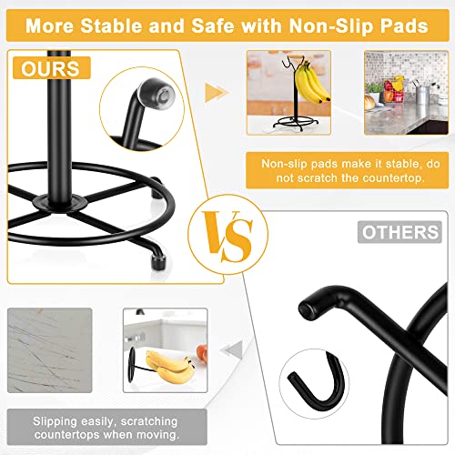 ETECHMART Banana Holder Stand,Modern Banana Hanger Tree with Double Hook Stable Fresh Fruit Grape Keeper For Kitchen Organizer Countertop Storage(Black)