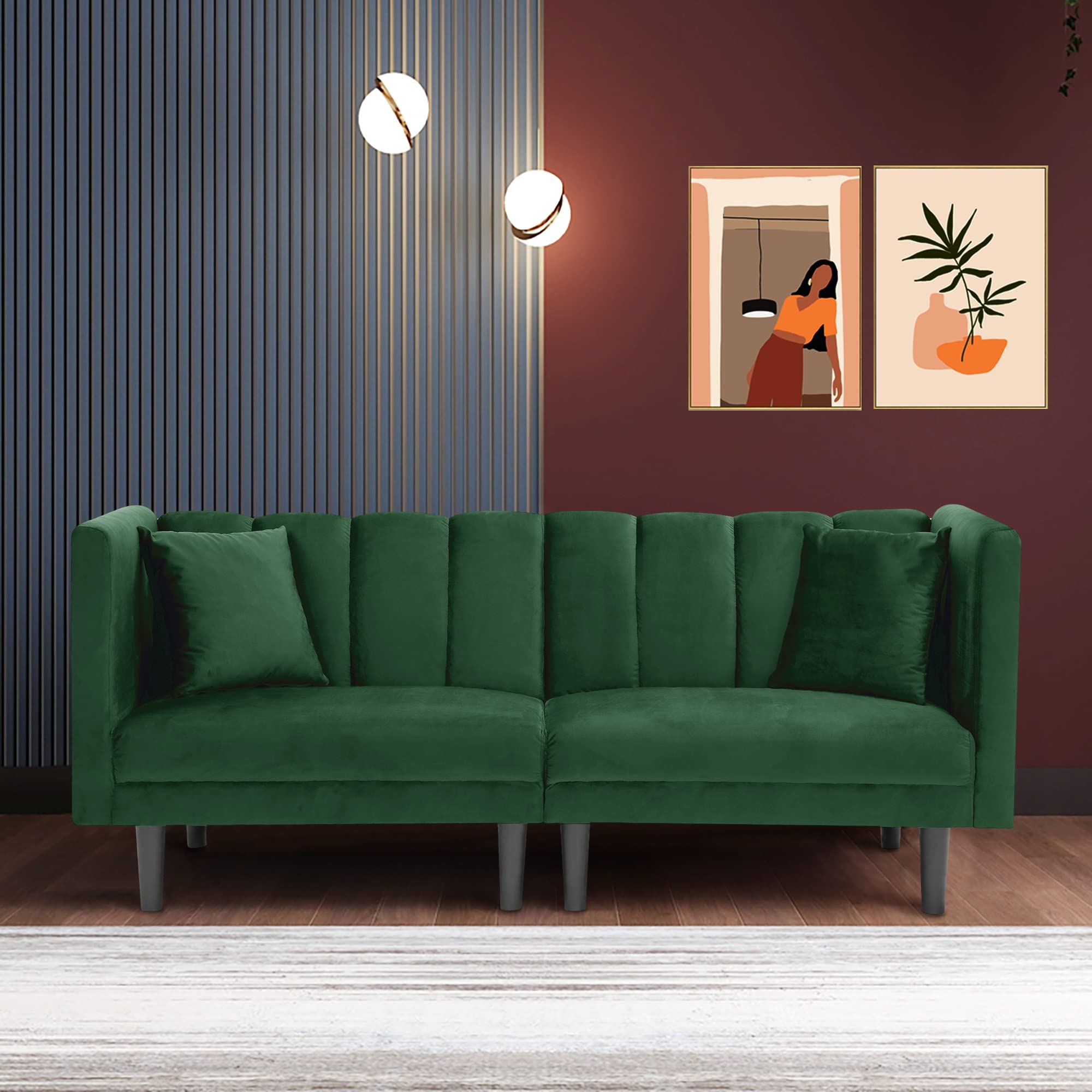 MWrouqfur 69" W Loveseat Sofa, Mid Century Modern Decor Love Seat Couches for Living Room, Button Tufted Upholstered Love Seats Furniture, Solid and Easy to Install Small Couch for Bedroom