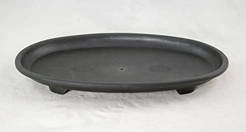 Calibonsai 9'' Oval Heavy Duty Black Plastic Bonsai Training Pot, Cactus & Succulent Planter + Tray + Rock + Mesh Combo