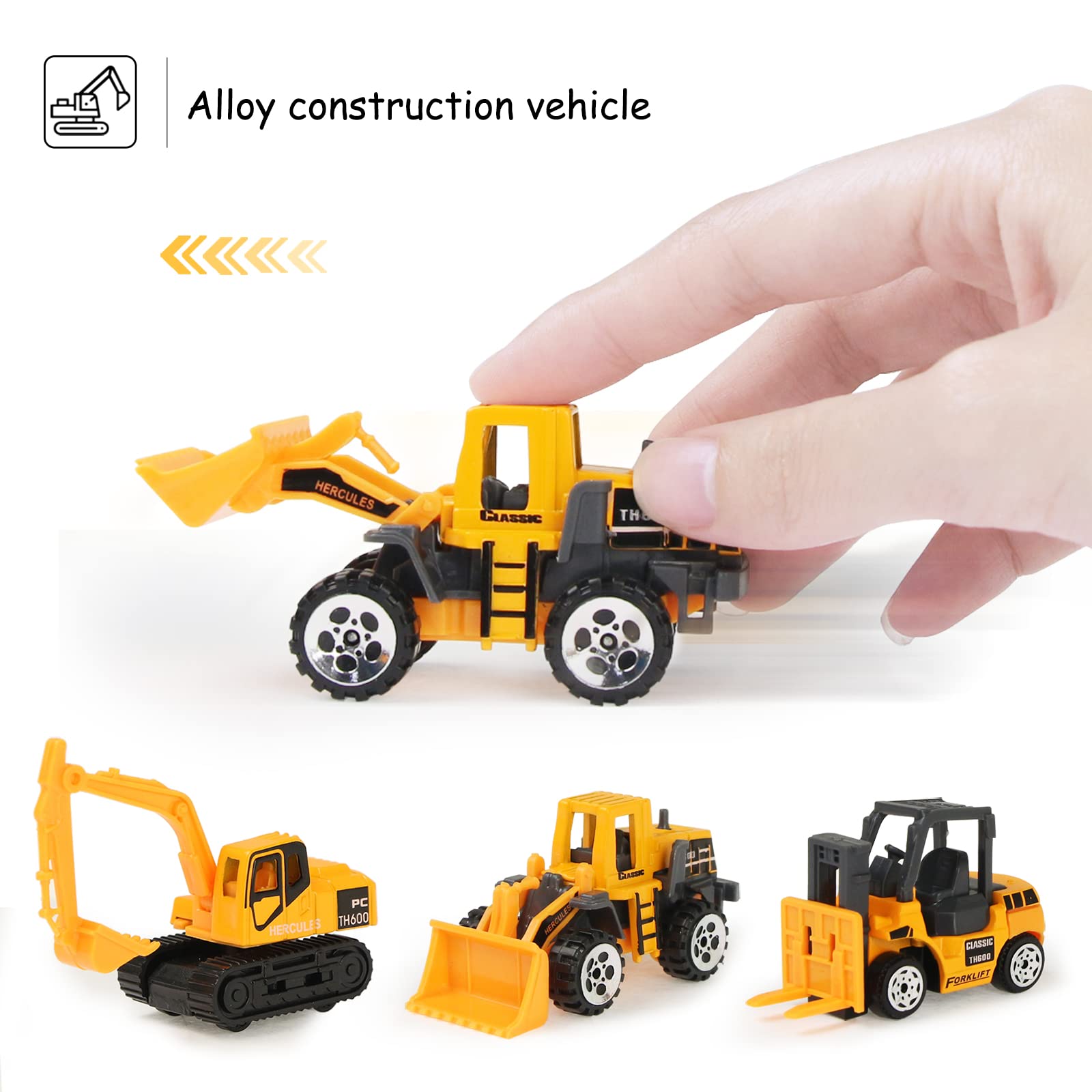 Hapavis Diecast Engineering Construction Vehicle Toy Set Alloy Metal Car Toys Set for Toddlers Kids Boys & Girls