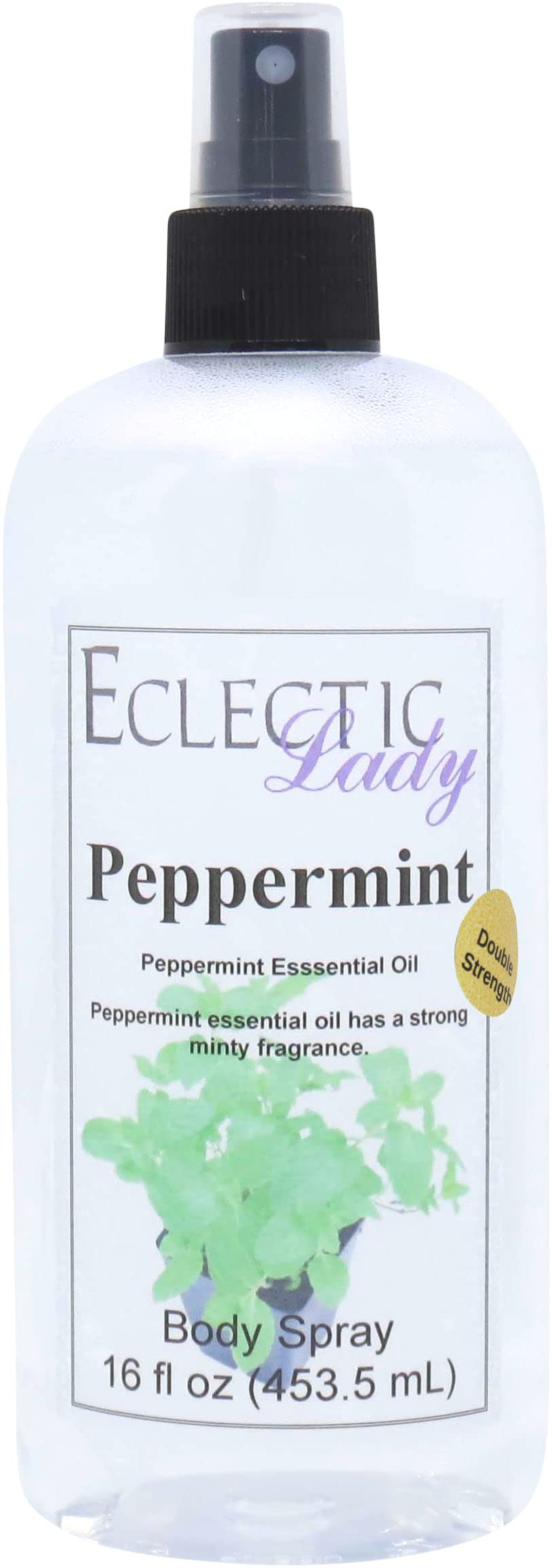 Peppermint Essential Oil Body Spray (Double Strength), 16 ounces, Body Mist for Women with Clean, Light & Gentle Fragrance, Long Lasting Perfume with Comforting Scent for Men & Women, Cologne with