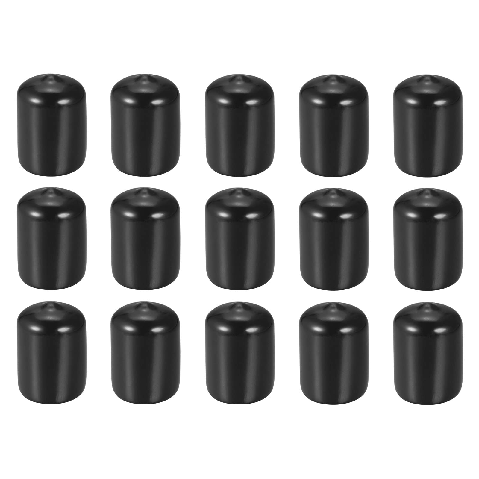 DMiotech 15 Pack 3/4" ID Black Screw Thread Protectors Rubber End Caps Bolt Covers for Screw Bolt Furniture Pipe