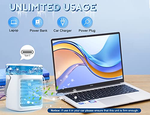 Chill2.0 Mini Air Conditioner with 700ML, Portable Air Conditioner, Evaporative Air Cooler, 3 Speeds Personal Space Cooler Humidifier, Small Portable AC Desk Spray Fan for Home Office Room