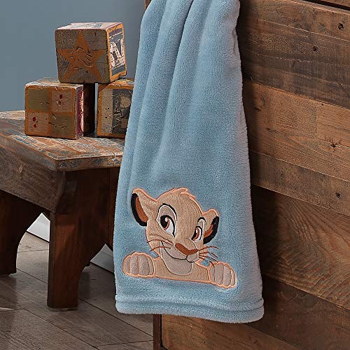 Lambs & Ivy Lion King Adventure Baby Blanket, Blue , 30x40 Inch (Pack of 1)