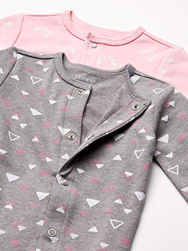 Hanes baby girls Ultimate Flexy 2 Pack Sleep and Play Suits Layette Set, Pink Shapes, 12-18 Months US