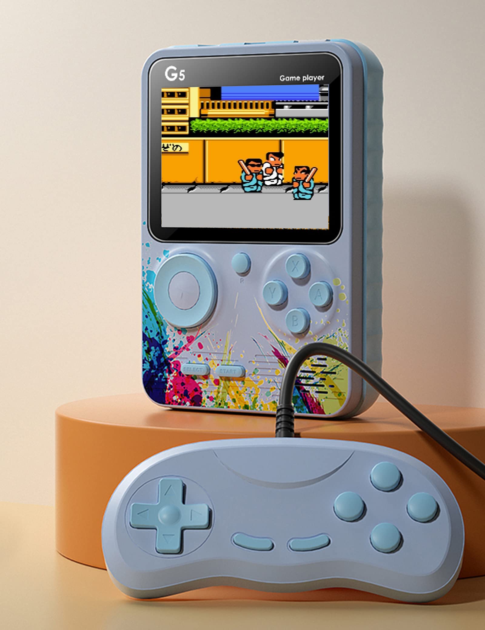Retro Handheld Game Console AKKWEOP with 500 Classical FC Games-3.0 Inches Screen Portable Video Game Consoles Video Games Support for Connecting TV & Two Players for Kids Adults (Gray)