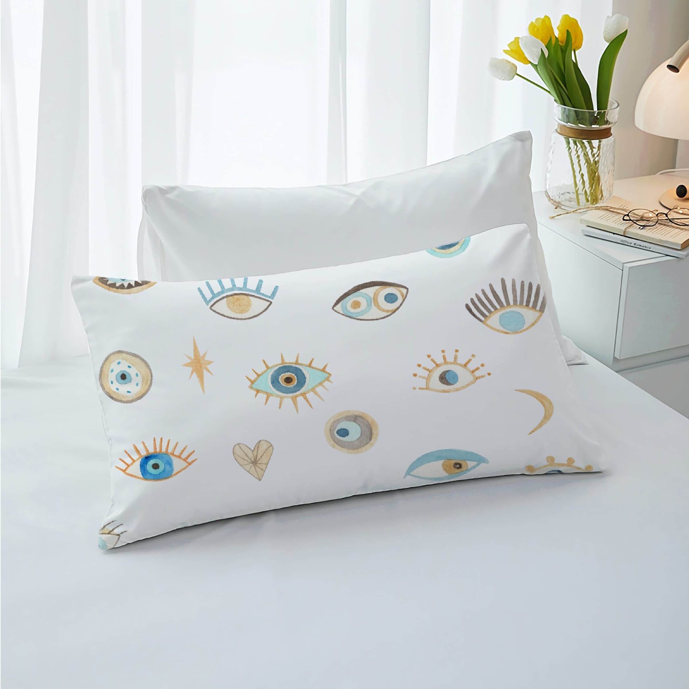 Todeyya Nazar Evil Eye Pattern Duvet Cover (Queen Size 90"x90") with 2 Pillow Shams, Microfiber Lightweight 3pcs Comforter Cover Set Coverlet, with Zipper Closure Bedding All-Season