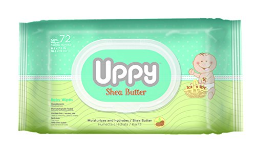 UPPY Shea Butter Baby Wipes – Ideal for Diaper Bag and Traveling. Made With Purified Water. Pleasant Shea Butter Scent. Soft Cloth. Hypoallergenic. Fresh and Clean. Disp Pk 72 ct.