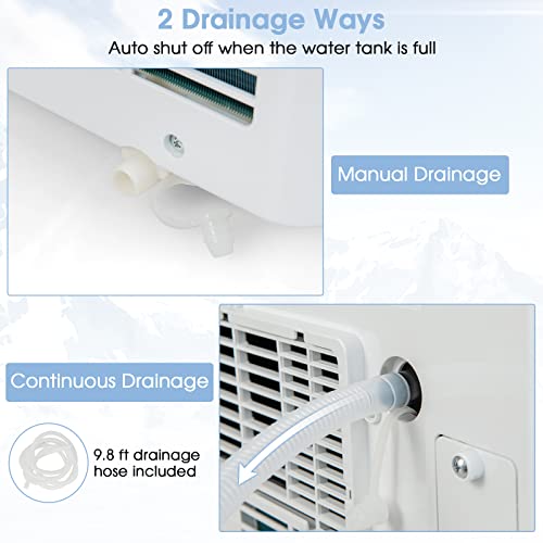COSTWAY Portable Air Conditioner, 8000 BTU AC Unit with Built-in Dehumidifier, Fan Mode, Sleep Mode, 24H Timer, Remote Control, Window Installation Kit & Remote Control, Cools up to 250 Sq. Ft