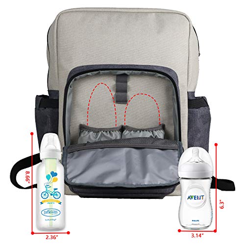 Hap Tim Diaper Bag Backpack for Mom, Large Capacity Baby Diaper Bags for Boys & Girls, Baby Registry Search(1004-WG)