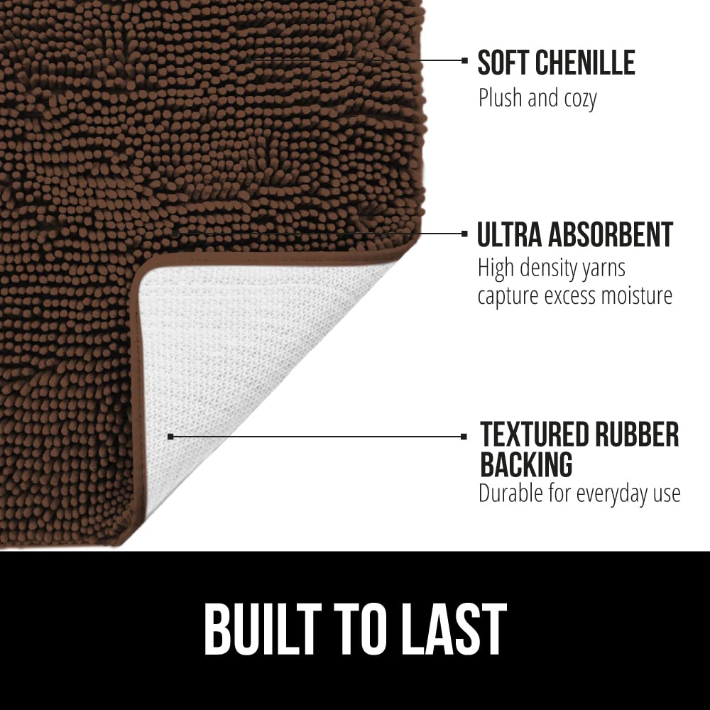 Gorilla Grip Bathroom Rug Sets, Soft Chenille 2 Piece Area Rugs Set, Toilet Base Mat and 30"x20" Carpet, Absorbent Microfiber Washable Mats Dry Quickly, Home Décor and Bath Room Accessories, Caramel
