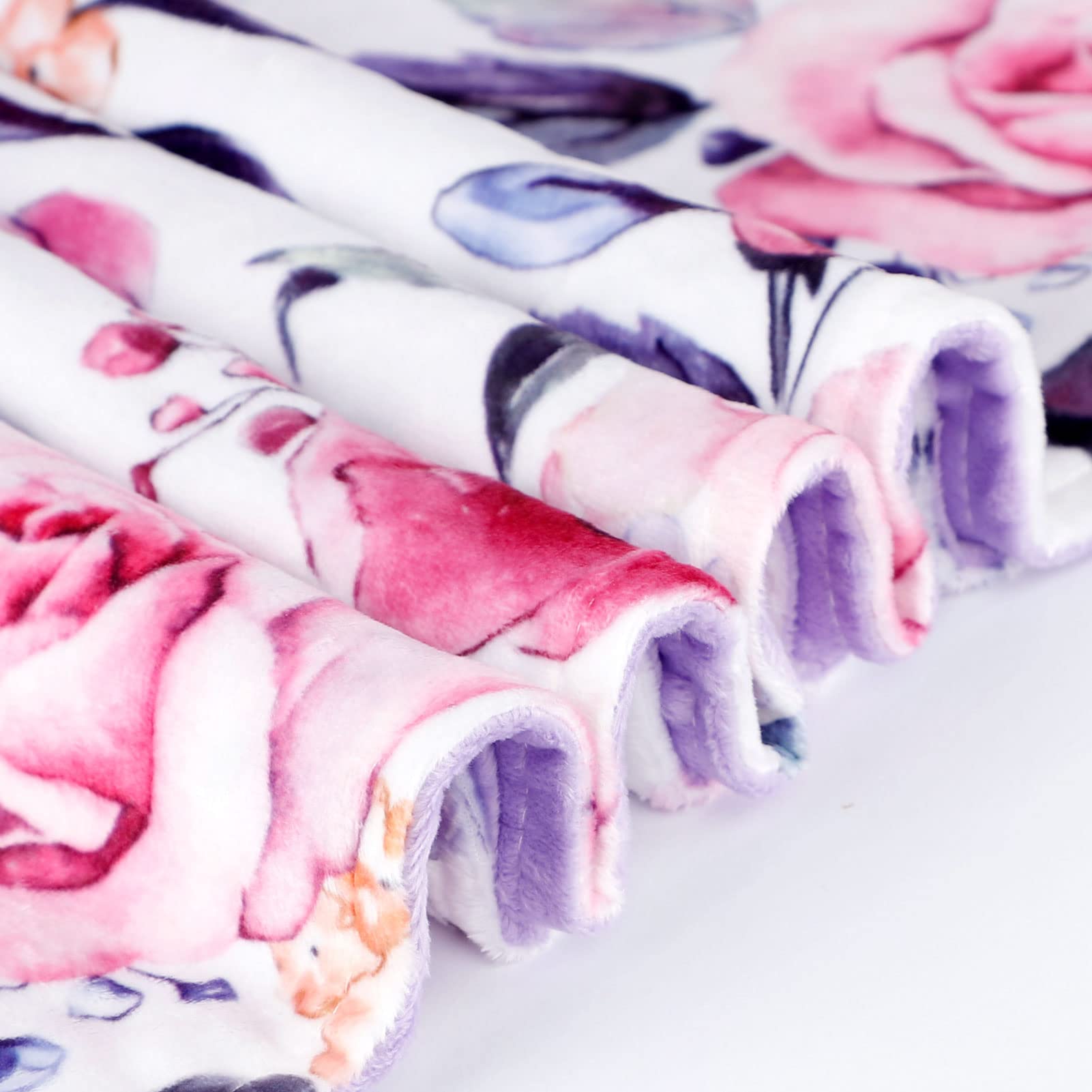 Baby Blanket and Bassinet Sheet Set for Baby Girls, Super Soft Floral Minky Fabric Dotted Backing and Universal Fit