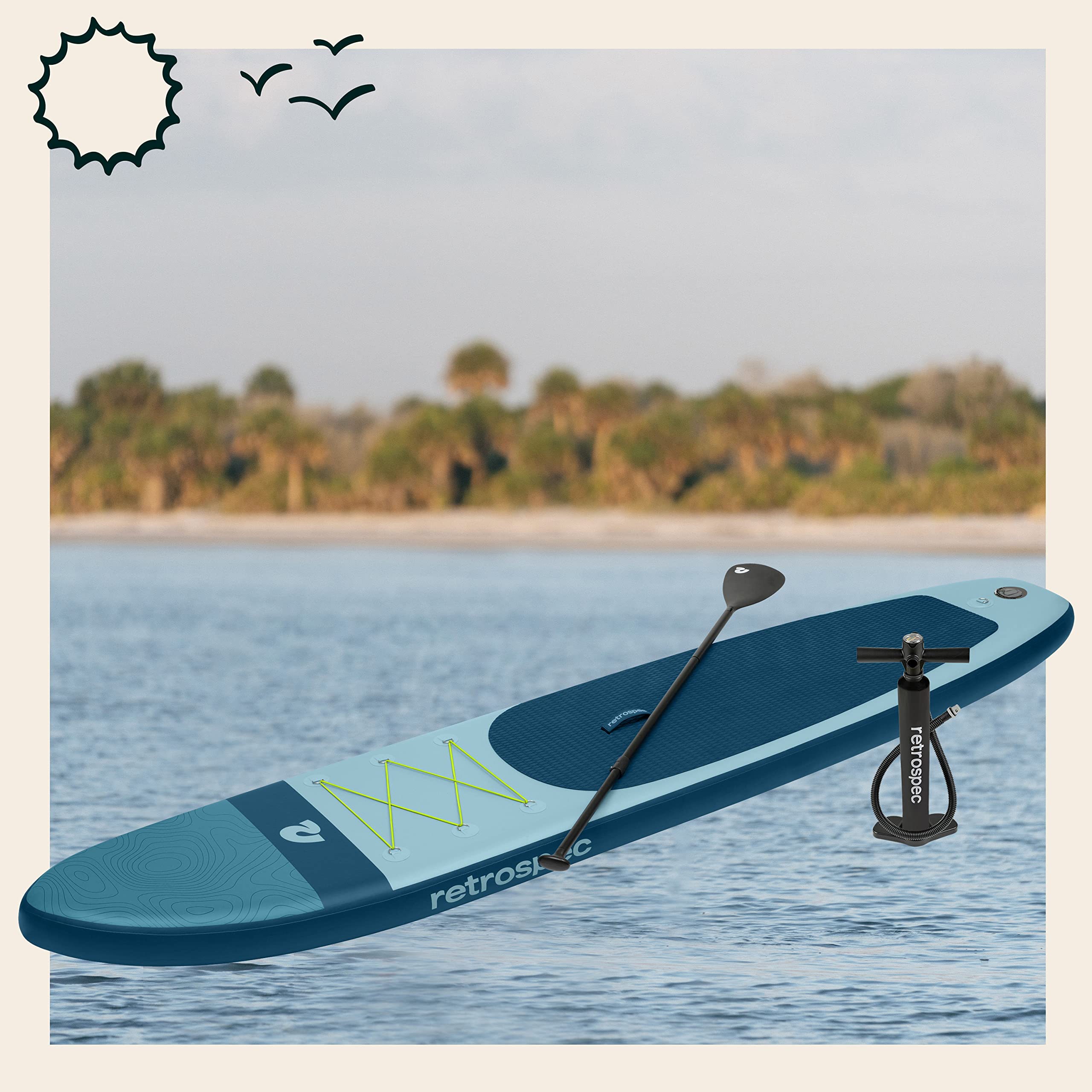 Retrospec Weekender-Tour 11' Inflatable Stand Up Paddleboard iSUP Bundle with Carrying Case, 3 Piece Adjustable Aluminum Paddle, 3 Removable Fins, Pump, and Cell Phone Case