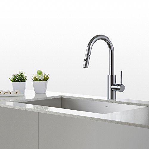 Kraus KPF-2620CH Oletto Single Lever Pull Down Kitchen Faucet, 16 Inch, Chrome (Pack of 4)