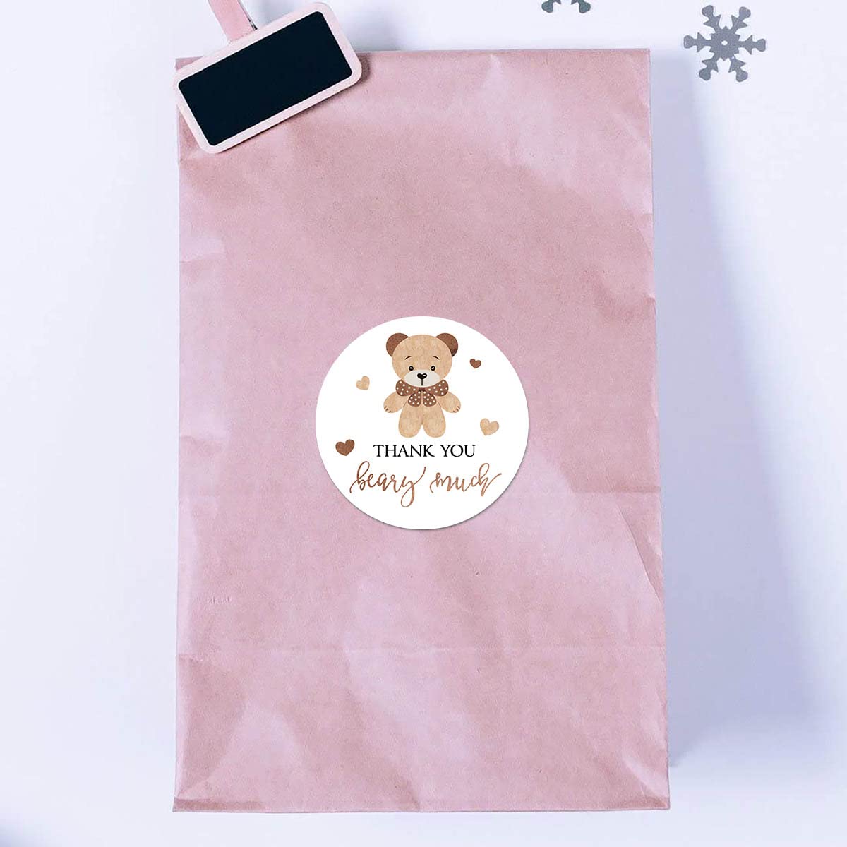 Brown Bear Thank You Stickers, 2 Inch Bear Boy Or Girl Baby Shower Birthday Party Labels 40-Pack