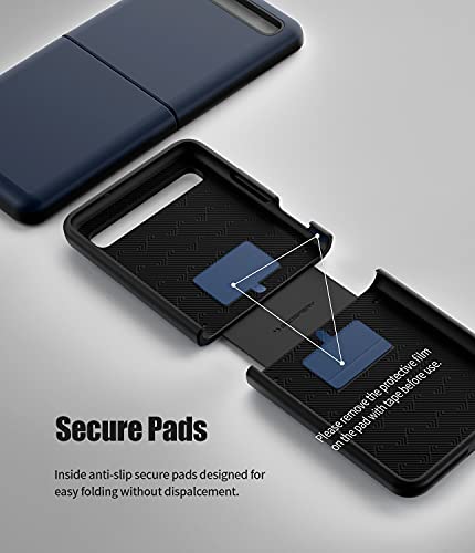GOOSPERY for Galaxy Z Flip Case (2020) with Hinge Coverage, Luxury 360 Protection TPU Bumper Soft Feeling Hard PC Back Dual Layer Cover - Navy Blue