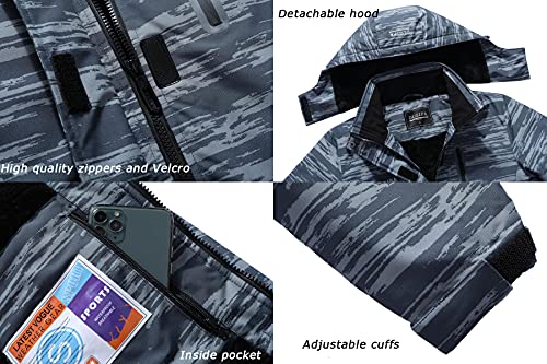 DLGJPA Women's Mountain Waterproof Ski Jacket Detachable Hood Windproof Rain Winter Warm Snow Coat