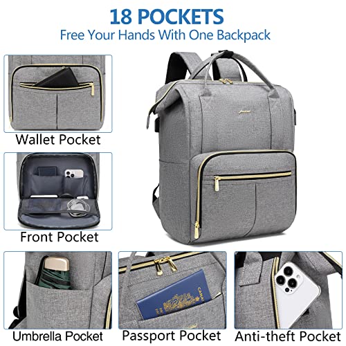 Focdod Laptop Backpack for Women Travel Backpack Nurse Bags for Work 15.6 Inch Computer Daypack Waterproof Backpack with USB Charger for College Teacher Business