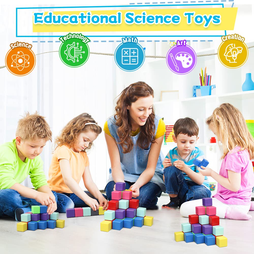 Dilabnba Large Magnetic Block for Kids Toddler, 1.26 Inch Jumbo Magnet Cube Science Kit Building Set, Preschool STEM Educational Learning Creativity Magnet Toys(18PCS)