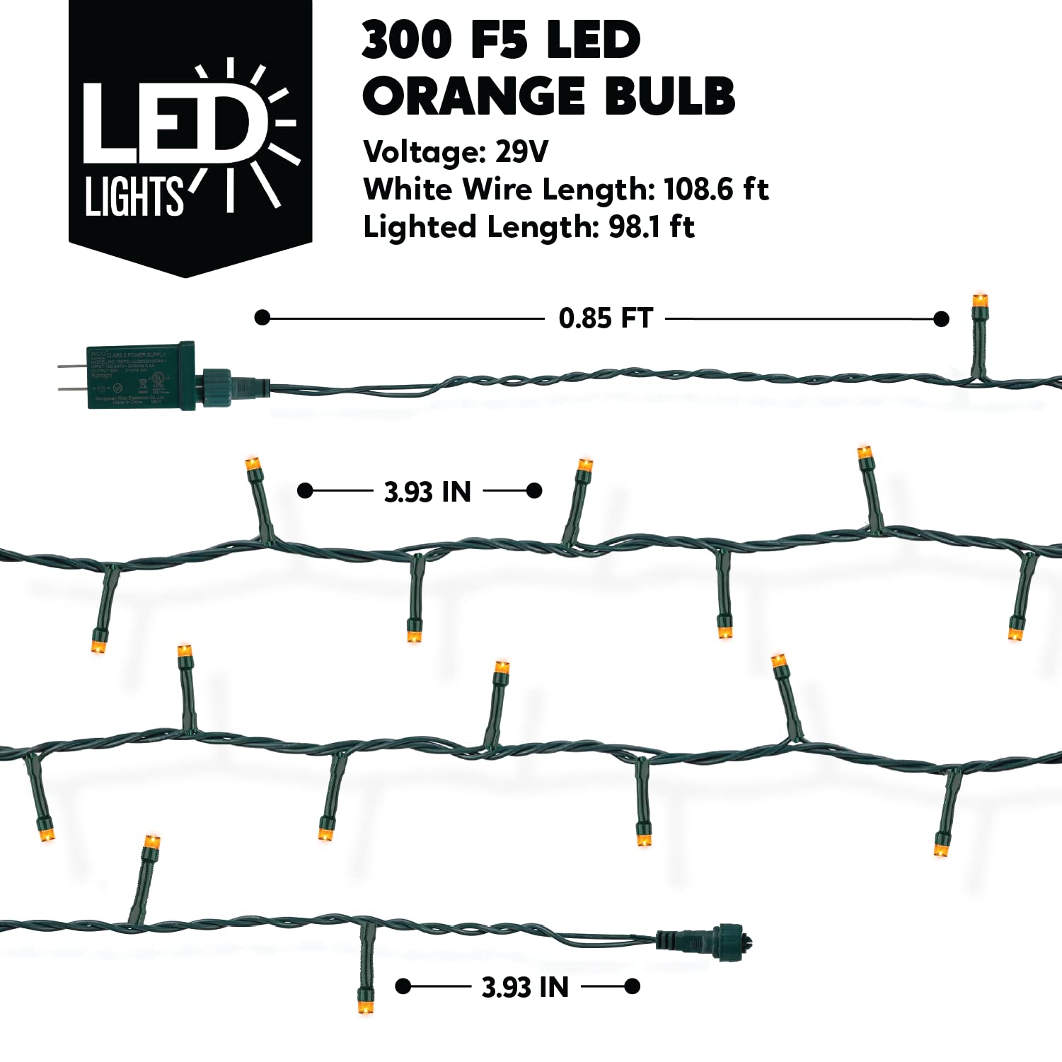Joiedomi 300 LED Orange Halloween String Lights with 8 Modes 98.1FT Green Wire for Indoor Outdoor Holiday Décor Halloween Event Decoration, Tree, Eaves, Haunted House Theme Party