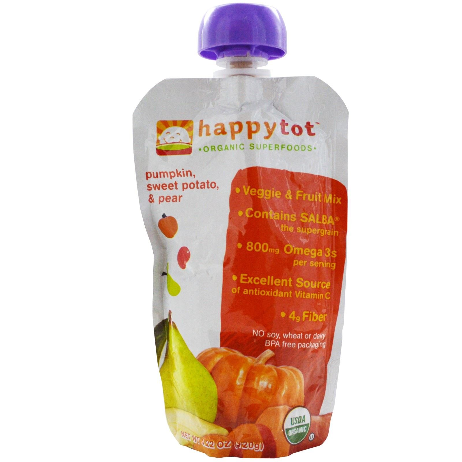 Happy Tot Organics, Pears, Bananas, Sweet Potato & Pumpkin, 4.22 oz