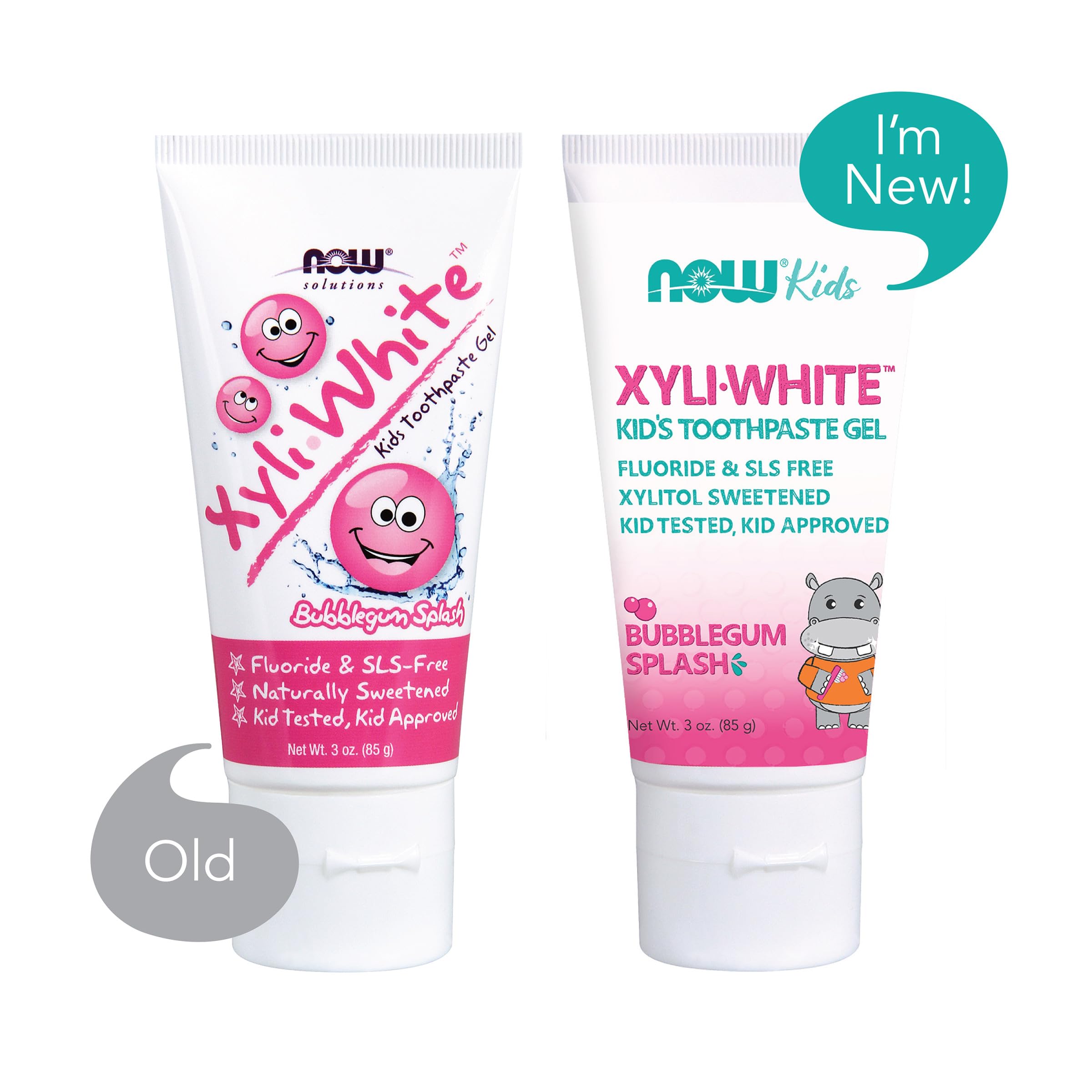 NOW Foods Solutions, Xyliwhite™ Toothpaste Gel for Kids, Bubblegum Splash Flavor, Kid Approved! 3-Ounce, packaging may vary