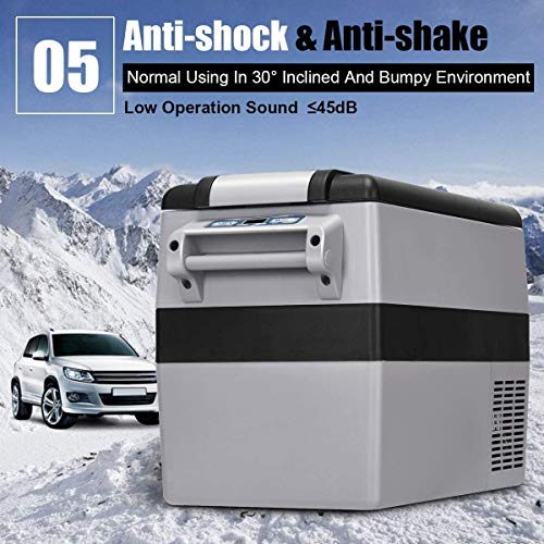 COSTWAY Car Refrigerator, 44-Quart Electric 12V/24V Car Cooler with 3 Levels, LCD Display, Shockproof Design, Travel RV Fridge for Camping, Truck Party