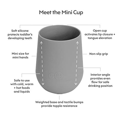 ez pz Mini Cup (Gray) - 100% Silicone Cup for Toddlers - Designed by a Pediatric Feeding Specialist - 12 Months+