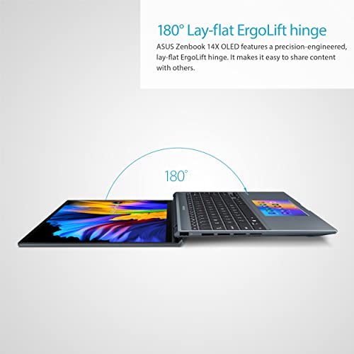 ASUS ZenBook 14X OLED Laptop, 14” WQXGA+ 16:10 Touch Display, Intel Core i7-1165G7 CPU, NVIDIA GeForce MX450, 16GB RAM, 512GB SSD, Windows 11 Pro, Pine Grey, UX5400EG-XB73T