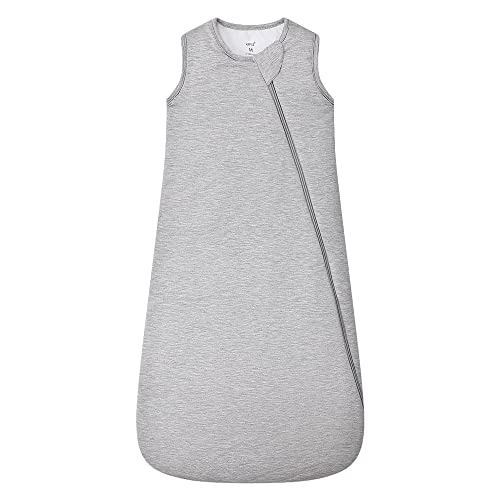 HAPIU Unisex Bamboo Baby Sleep Sack TOG 1.0, 2-Way Zipper YKK, Wearable Blanket Baby Toddler, 6-18 Months, Light Heather Grey
