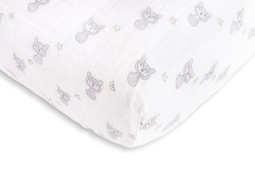 SwaddleDesigns Softest Cotton Muslin Fitted Crib Sheet/Toddler Sheet for Baby Boy & Girl, Sterling Fox & Star