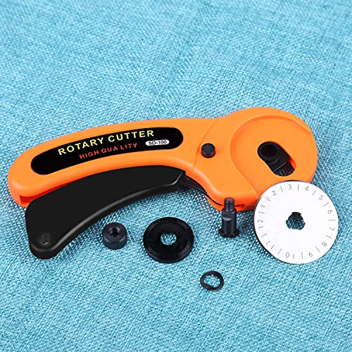 Fabric Cutter, 45mm Ergonomic Rotary Cutter - Leather Cutting Tool ,Rotary Fabric Cutter, Sewing Rotary Cutter, Fabric Cutter Wheel& Squeeze Trigger for Quilting, Sewing, Crafts