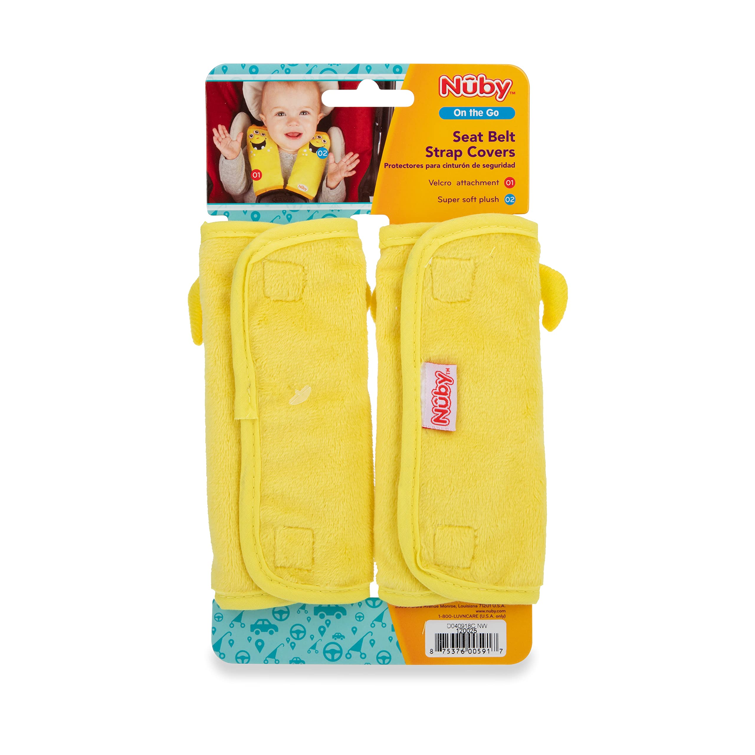 Nuby Car Seat StrapCovers 2 Pack, Yellow Monster